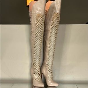 Emily B | Shoes | Emily B Leather Crochet Thigh High Boots | Poshmark